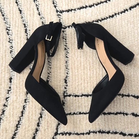 Aldo | Shoes | Aldo Black Suede Block Heel Pumps | Poshmark